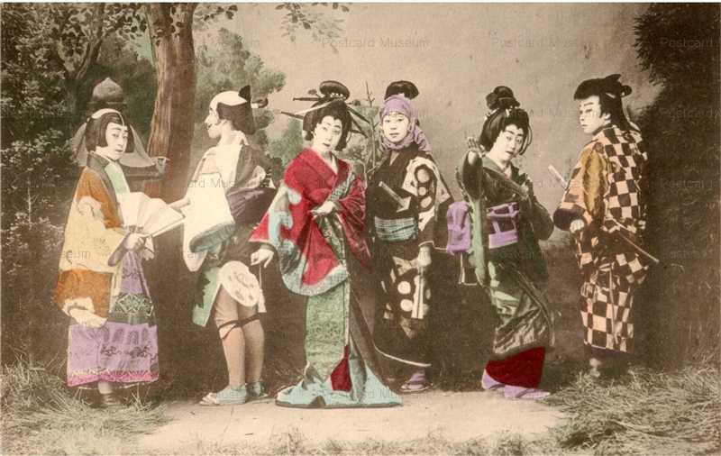 bg210-元禄踊り 男装六人 | 絵葉書資料館