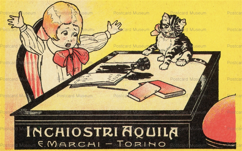 acc805-Cat Spill Black Ink | 絵葉書資料館