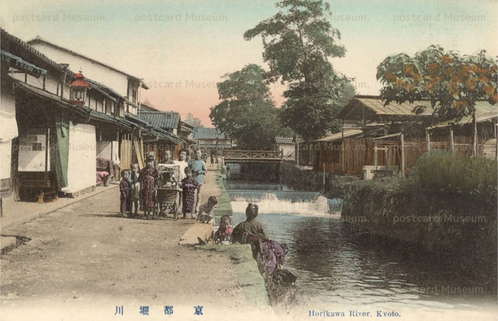 ky121-Horikawa River Kyoto 京都堀川 | 絵葉書資料館